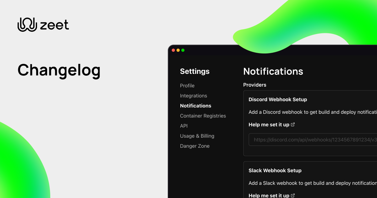 Changelog 11/16/23 - Pod Crash Notifications, GPU Blueprint, and more! | Zeet.co